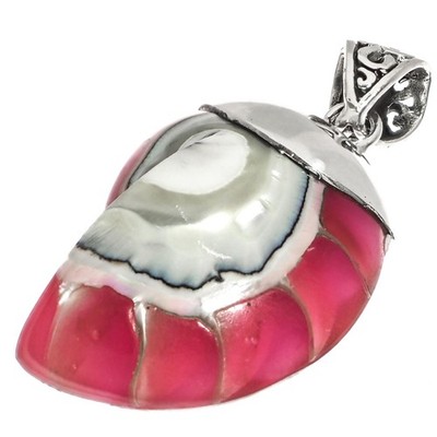 925 Sterling Silver Pink Iridescent Nautilus Shell In Sterling Pendant ...