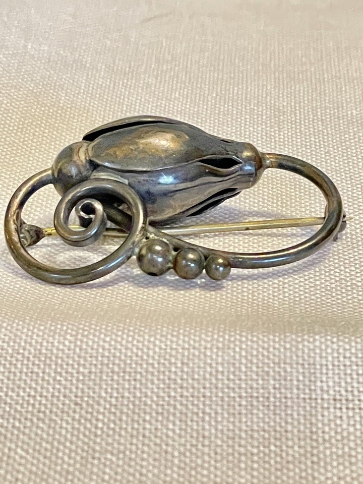 Vtg Georg Jensen Sterling Silver Blossom Flower Pin Brooch Earrings Set ...