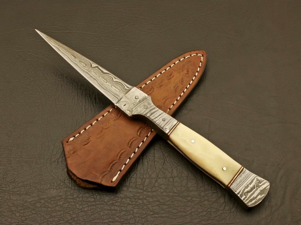 CUSTOM HAND MADE DAMASCUS STEEL DAGGER HUNTING CAMPING KNIFE - CAMEL ...