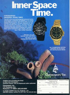 1980 Chronosport Inc PRINT AD Scuba Universal Diver Watch Champagne ...