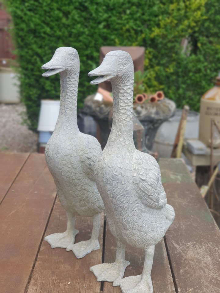 Pair Vintage Cast Alloy Indian Runner Ducks Garden Statues Aluminium | eBay