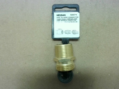 NELSON 50571 3/4" Brass Double-Male Pipe and Hose Connector - New No ...