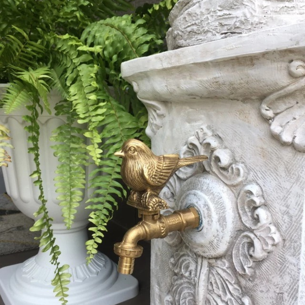 Vintage Brass Basin Sink Faucet Tap Water Squirrels, sparrows, owls ...