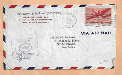 WORLD WAR II MILITARY MAIL APO827 1943 STATION HOSPITAL CENSORED | eBay