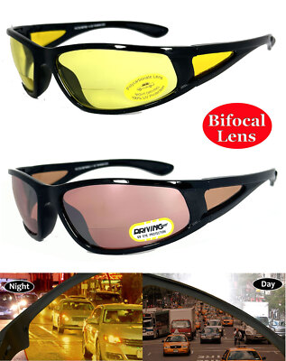INNER BIFOCAL NIGHT / DAY DRIVING YELLOW / AMBER LENS READING GLASSES ...