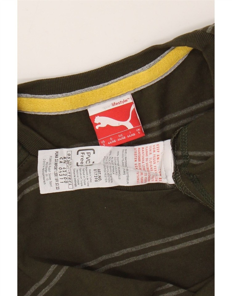 PUMA Mens Top Long Sleeve Small Khaki Striped Cotton CB04 | eBay
