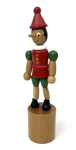 Vtg Wood Christmas Elf Thumb Push Button Toy Puppet Collapsible | eBay