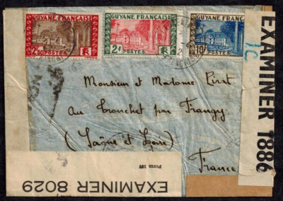 WWII Triple Censor Cover Trinidad, Bermuda & French Censor Tape at ...