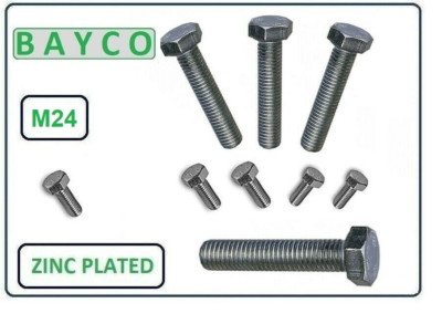 M24/ 24MM HEX SET SCREW FULL THREAD ZINC HEX HEAD BOLTS SCREWS - HIGH ...