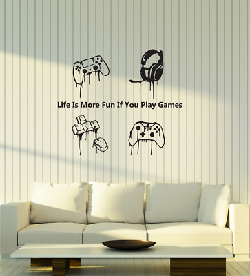 Vinyl Wall Decal Gamer Quote Stuff Teen Room Interior Gaming Stickers ...