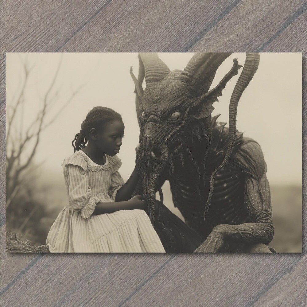 POSTCARD Girl Monster Weird Creepy Imaginary Friend Nightmare Scary ...