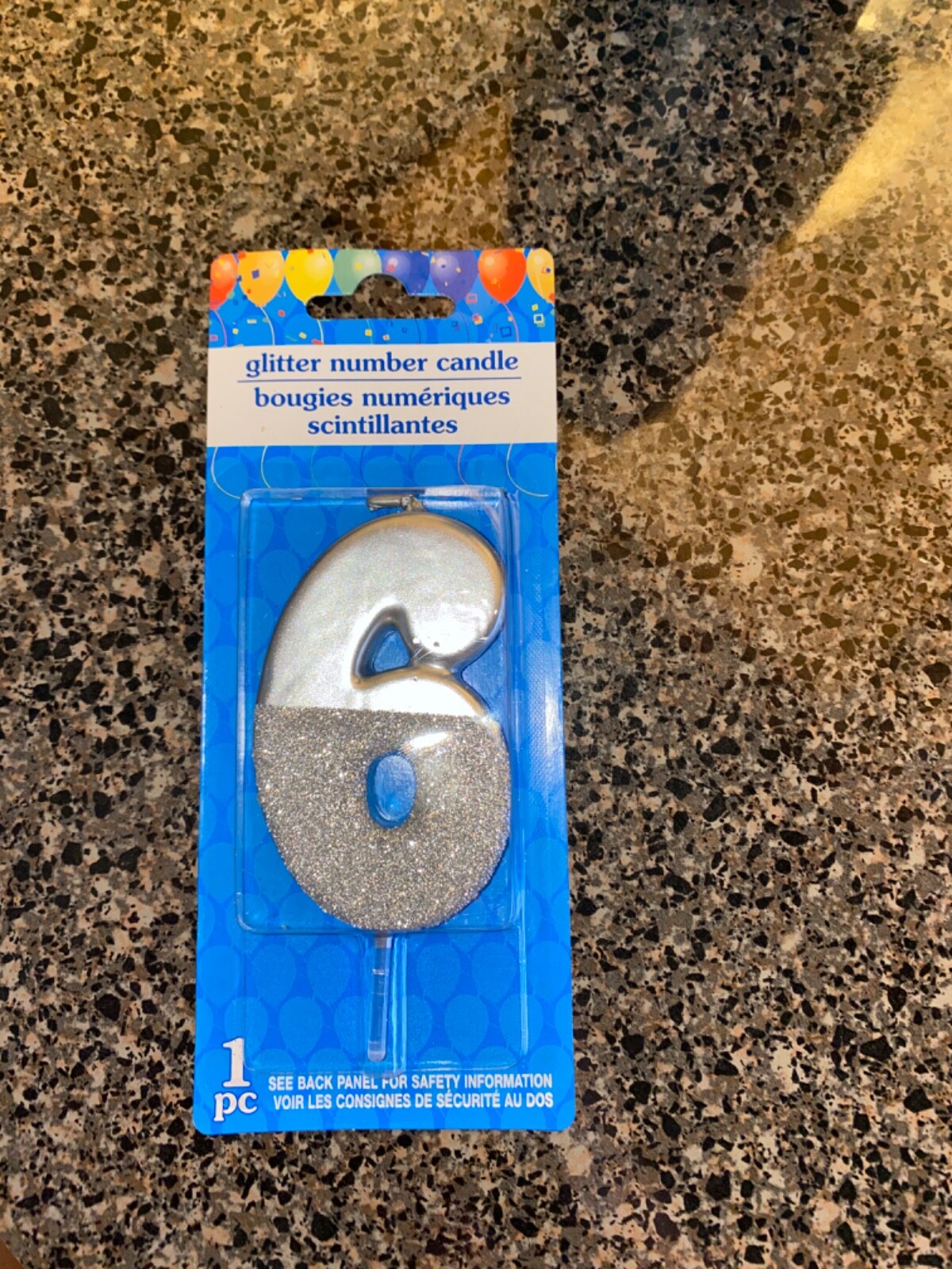 Large Glitter Numeric BIRTHDAY CANDLE - Silver Number 6 | eBay