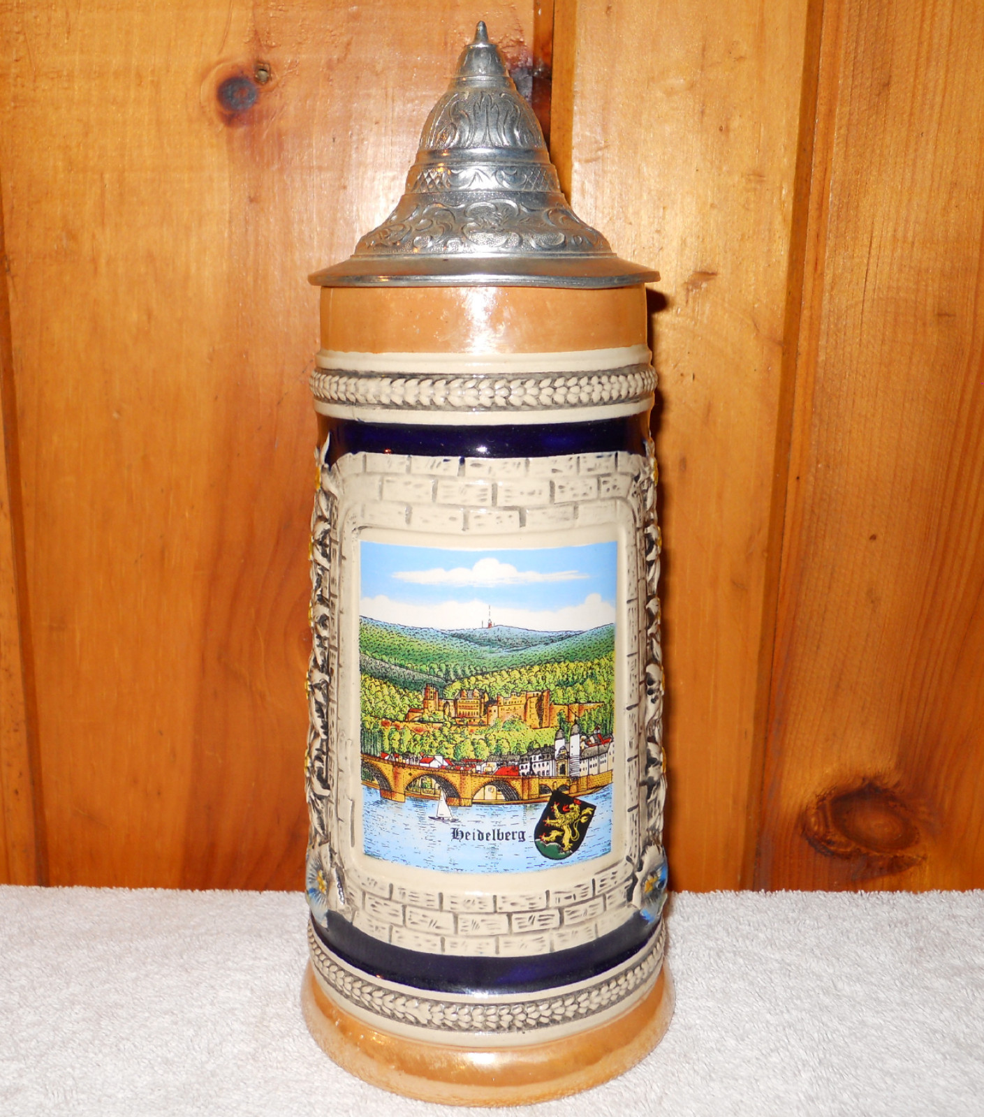 ORIGINAL GERZIT GERZ HANDMADE WEST GERMANY BLUE COBAL BEER STEIN Very ...
