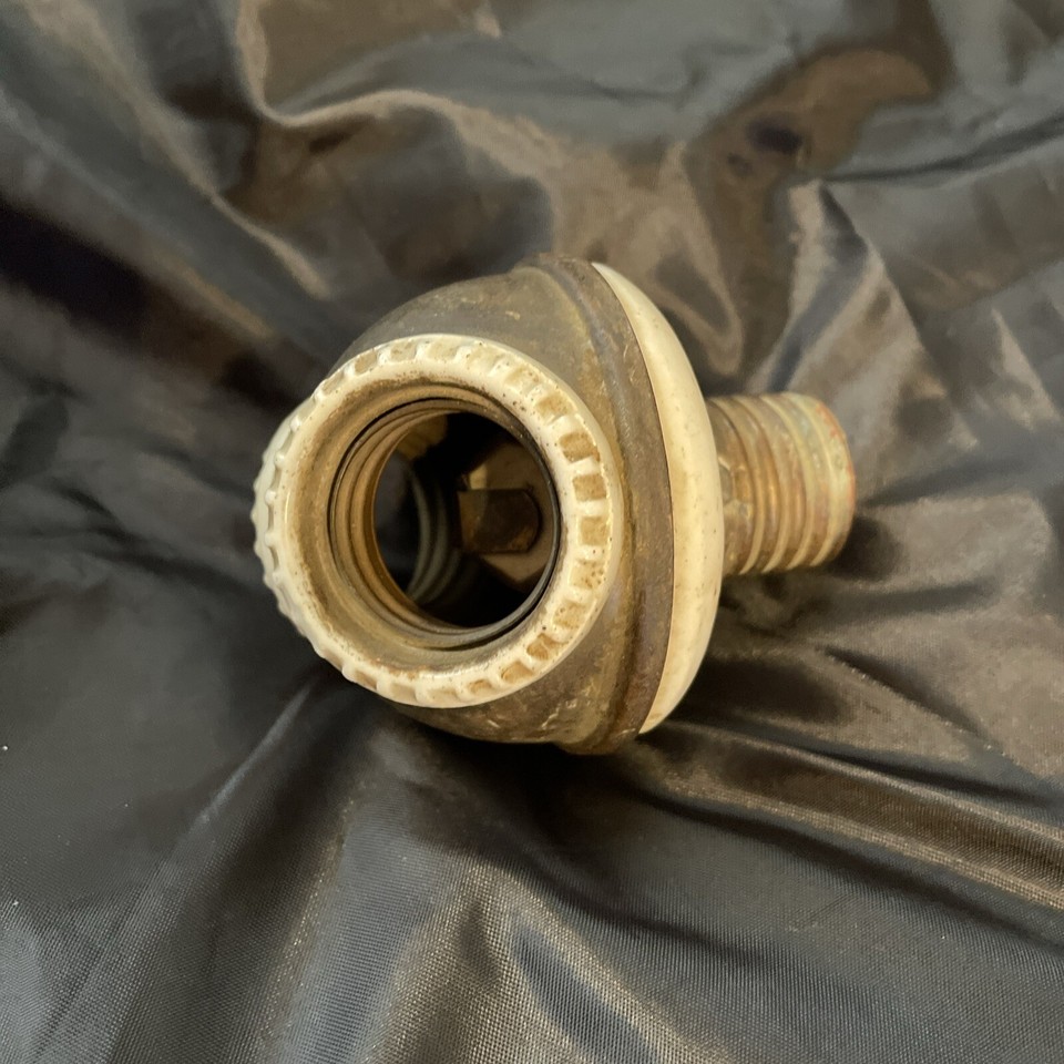 Antique Benjamin 2 Cluster Socket Brass Porcelain Light Fixture ...