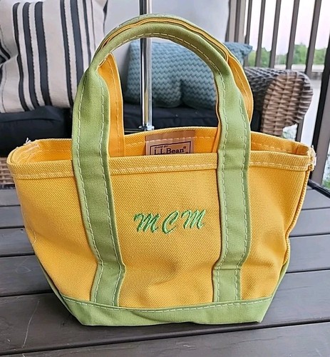 Small Vintage LL Bean Boat and Tote Canvas Bag Monogrammed-Yellow and ...