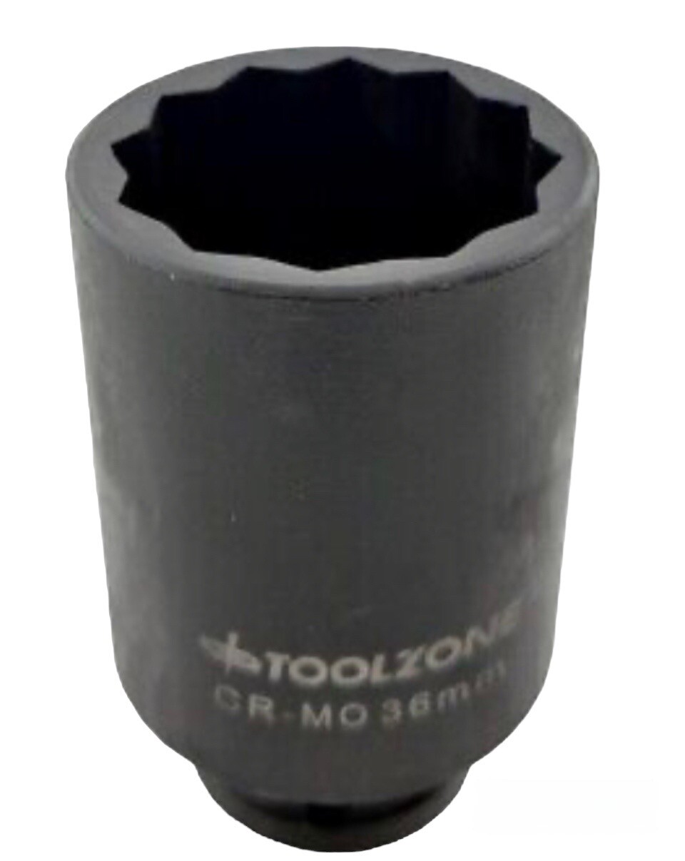 Toolzone SS234 36mm 1/2" 12-Point Deep Impact Socket - Black for sale ...