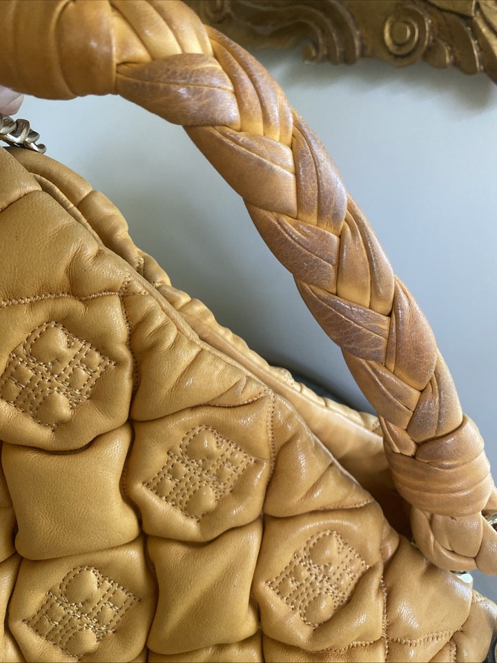 CH Carolina Herrera Yellow Monogram Lamb Leather Chain Tote Bag | eBay