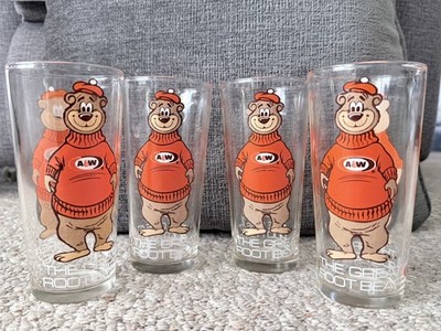 A&W Root Beer. The Great Root Bear Glasses 16oz Vintage 1970’s Set of 4 ...