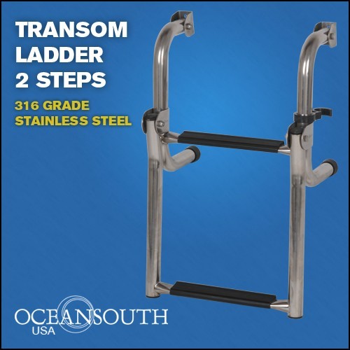 Transom Boat Ladder Stainless Steel folding 2 Steps | eBay