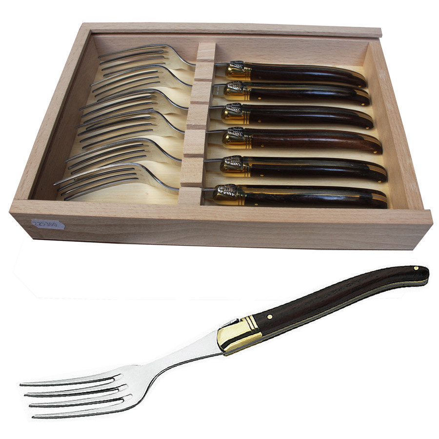 Laguiole Tradition Gabel Set 6 Gabeln Palisander Beschalung Holz ...