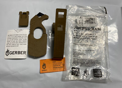 US MILITARY ISSUE GERBER COYOTE BROWN STRAP CUTTER SEAT BELT HOOK KNIFE ...
