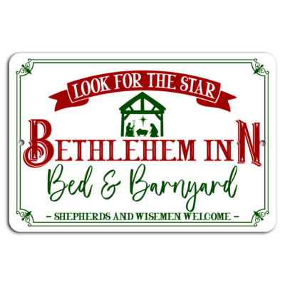 Bethlehem Inn: Starry Welcome - Rustic Red & Green Sign | eBay