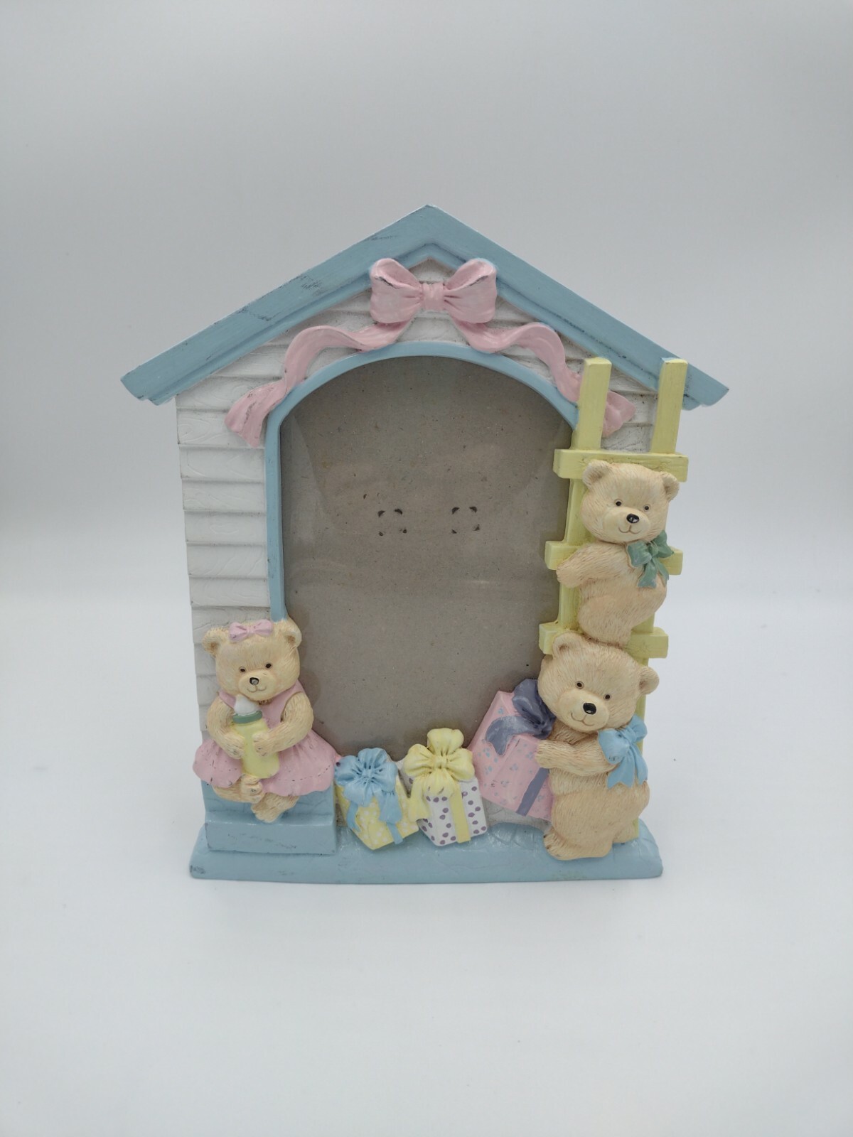Three Teddy Bears Picture Frame With Ladder Presents & Bottle 4"x 6 ...