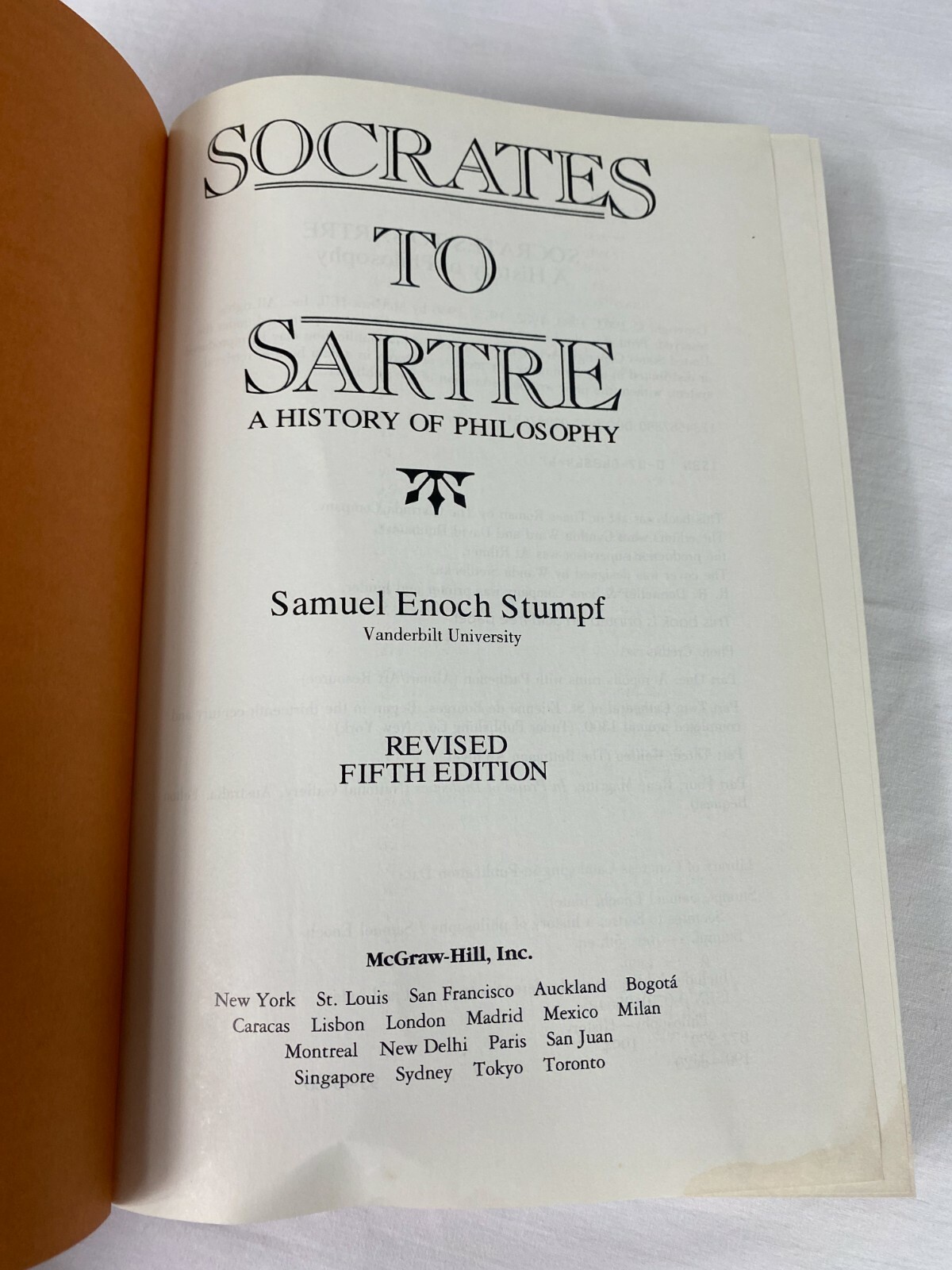 Socrates to Sartre : A History of Philosophy by Samuel E. Stumpf ...