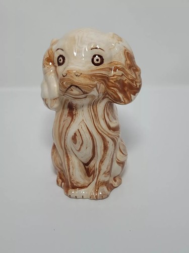 Vintage Alaska Native Clay Pottery Ceramic Cream Brown Swirl Dog ...