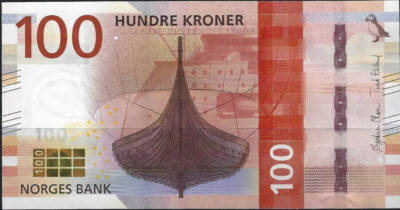 2016 Norway 100 Kroner Uncirculated Banknote. 100 Norwegian Kroner ...