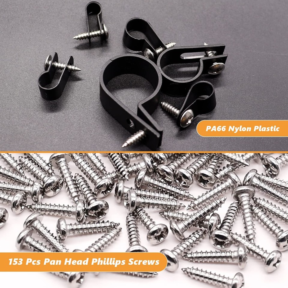 222pcs Cable Clips Wire Clips Assortment Kit Nylon Plastic Rtype Cable ...