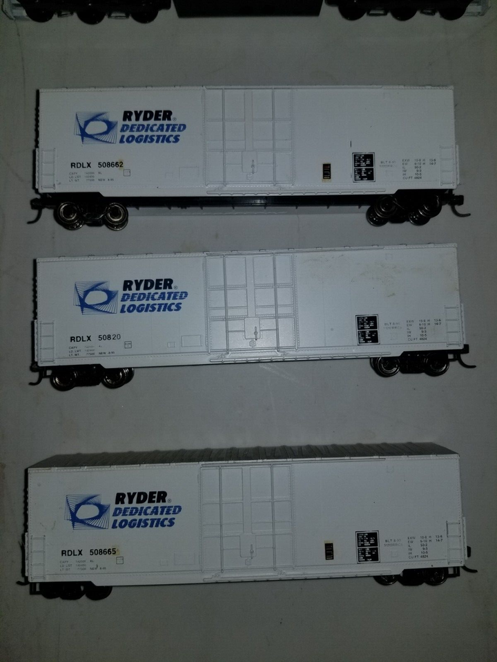 HO Lot of 3 50' Box Cars & Non Powered Loco Custom Ryder Dedicated ...