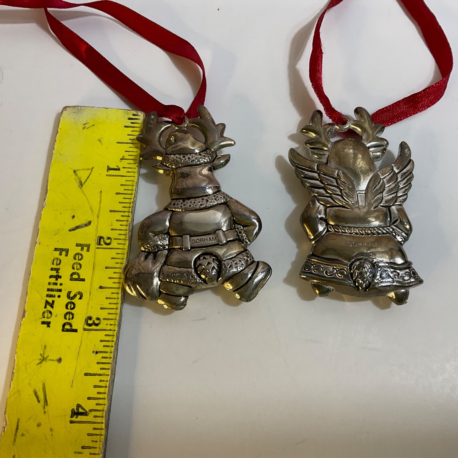 2 Gorham reindeer angel Christmas ornaments | eBay