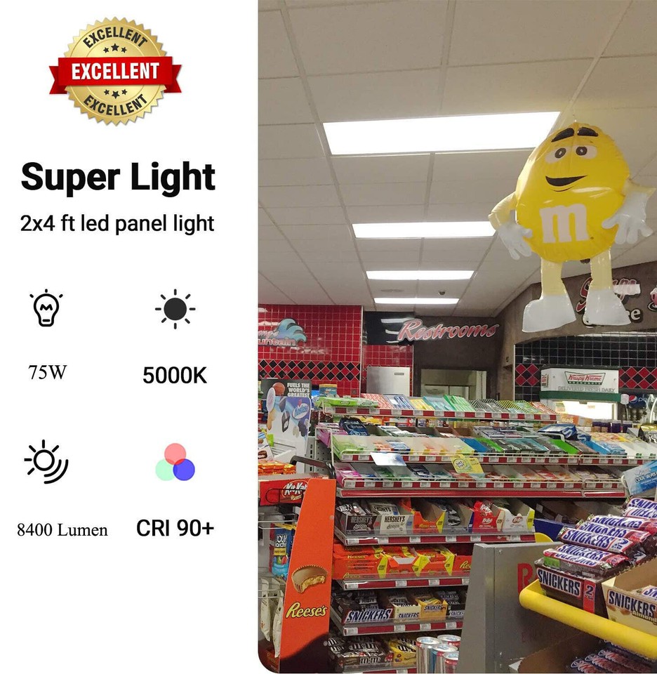 2x4 LED Ceiling Light,75 Watt Flat Ultra-Slim Dimmable Edge Lit LED ...
