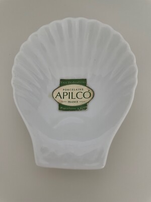 Clam Shell Dish ~Apilco Porcelain France ~ VTG / NWT 4 1/4" x 3 1/2 ...