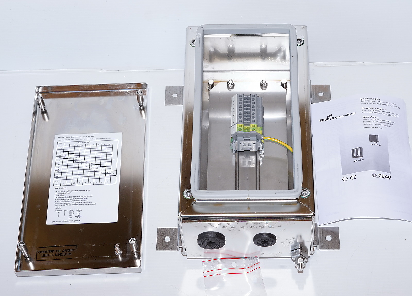 CEAG Cooper GHG744 Stainless Steel EExe Junction Box ID-310x160x130 DIN ...