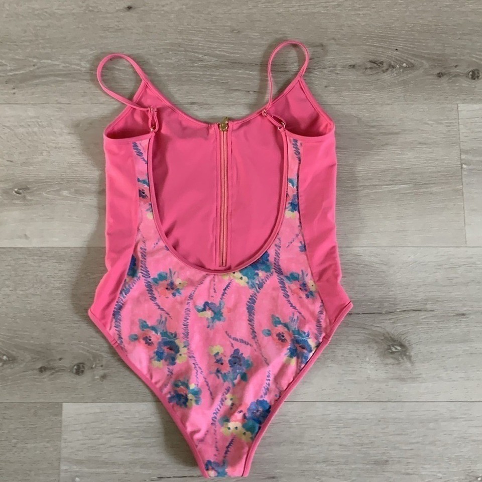 LOVESHACKFANCY X Beach Riot One Piece Cheryl Swimsuit Hint of Hibiscus ...