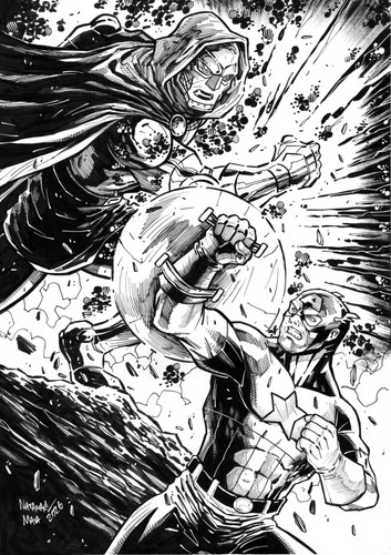 Dr. Doom vs Captain America (11"x17") Art by Natanael Maia - Ed Benes ...