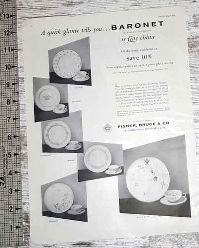 1955 Baronet Vintage Print Ad Fine China Dinnerware Fisher Bruce ...