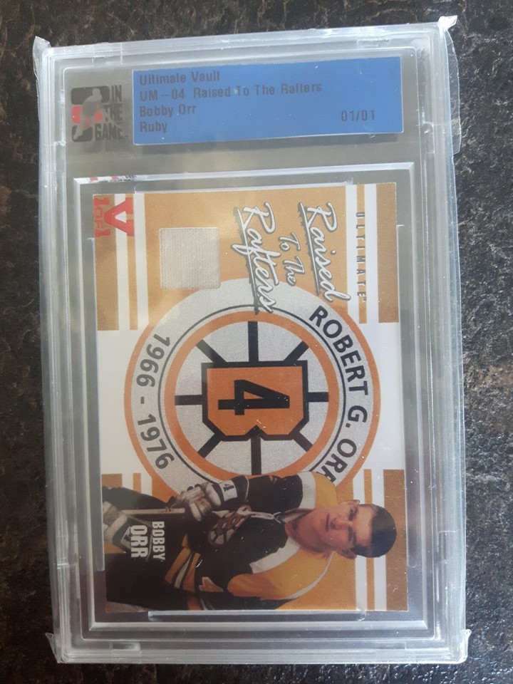 2004 ITG Ultimate Vault Ruby Raised To The Rafters Jersey 1/1 Bobby Orr ...