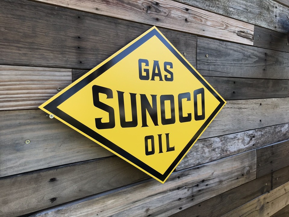 Antique Vintage Old Style Sunoco Gas Oil Sign | eBay
