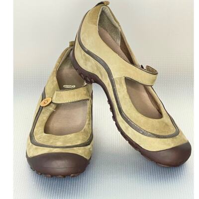 Merrell Ortholite Plaza Emme Smoke Taupe Suede Leather Mary Jane Women ...