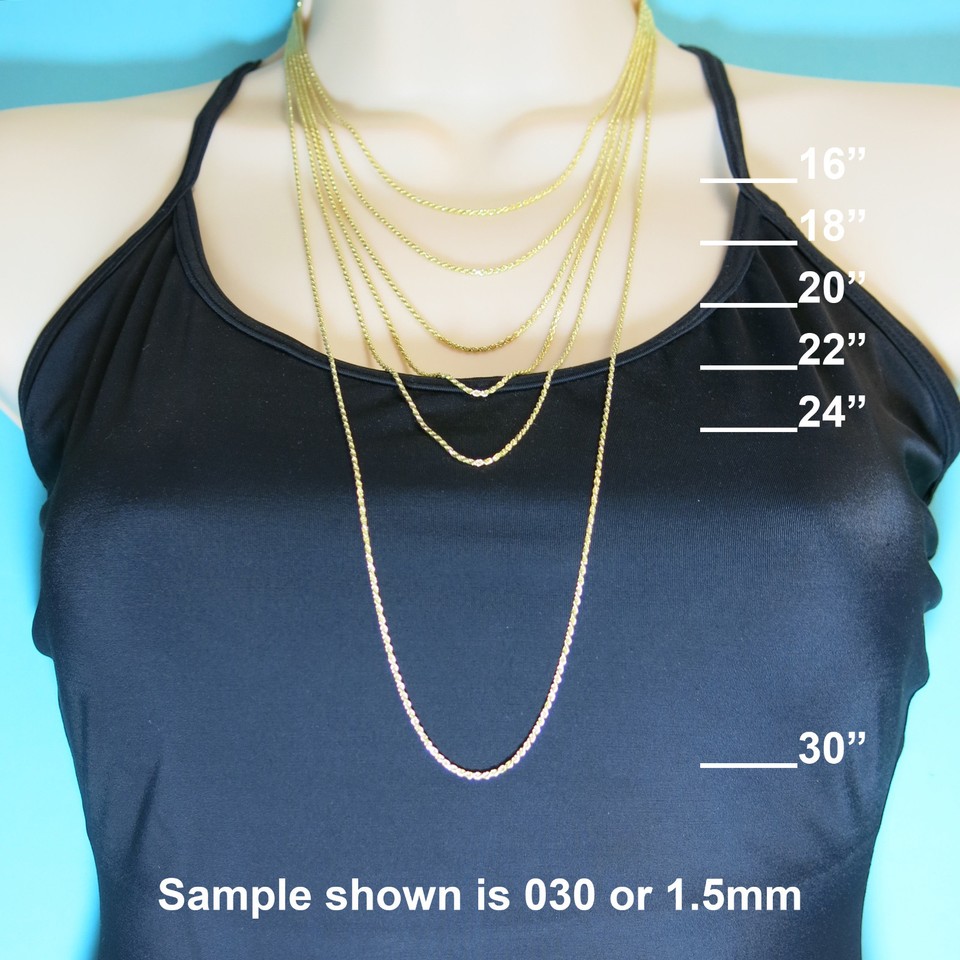 925 Sterling Silver Gold-Plated Diamond Cut Rope Chain Necklace All ...