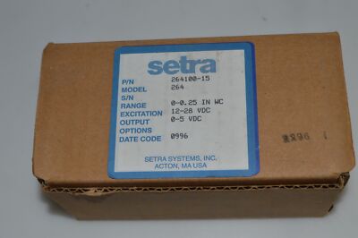 ^^ SETRA MODEL 264 - DIFFERENTIAL PRESSURE TRANSDUCER - 264100-15-NEW ...