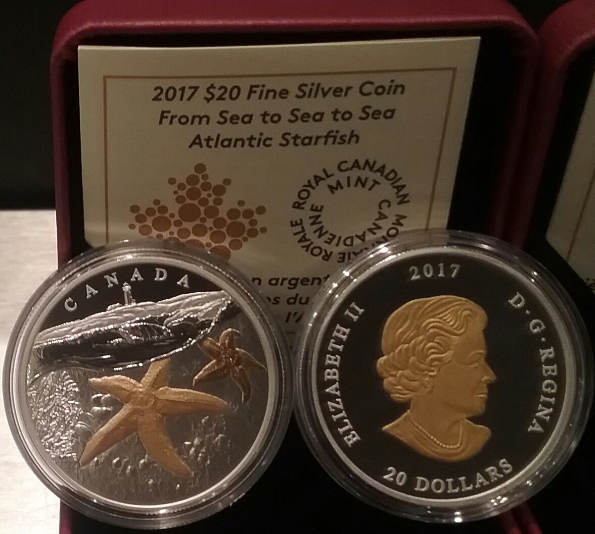 2017 Atlantic Starfish Sea To Sea To Sea $20 1OZ Pure Silver Proof Coin ...