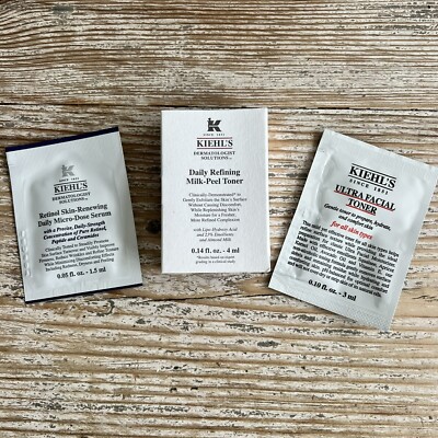 KIEHL'S SET OF 3 SAMPLES DAILY REFINING TONER ULTRA FACIAL RETINOL ...
