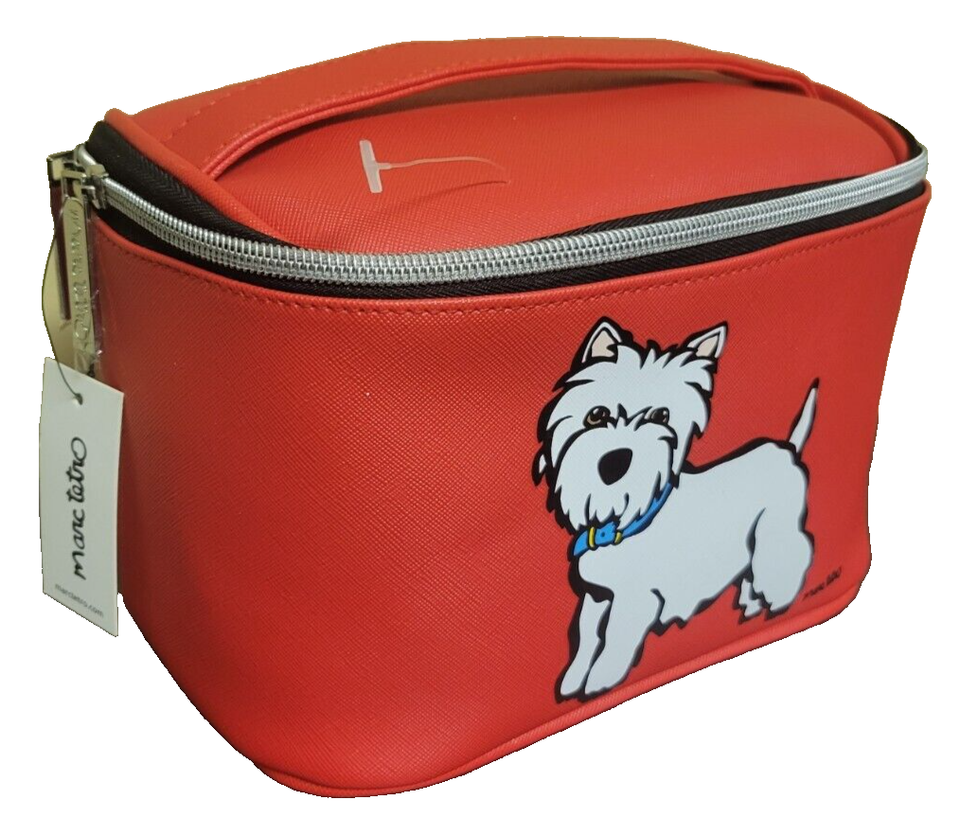 Marc Tetro Cosmetic Bag Tote Red Westie NWT 8.5L x 5"W x 5.5H | eBay