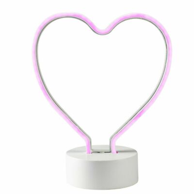 Spritz Faux-Neon LED Heart Sign Tabletop Room Decor Battery Operated ...