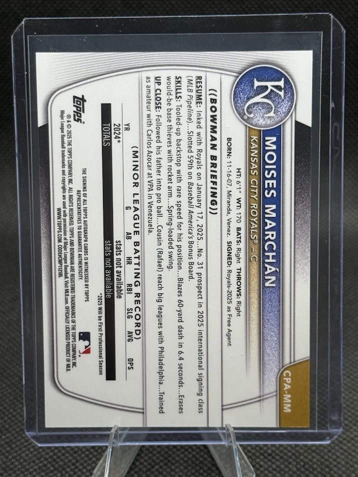 2025 Bowman Chrome 1st Moises Marchan Base Auto #CPA-MM Royals | eBay