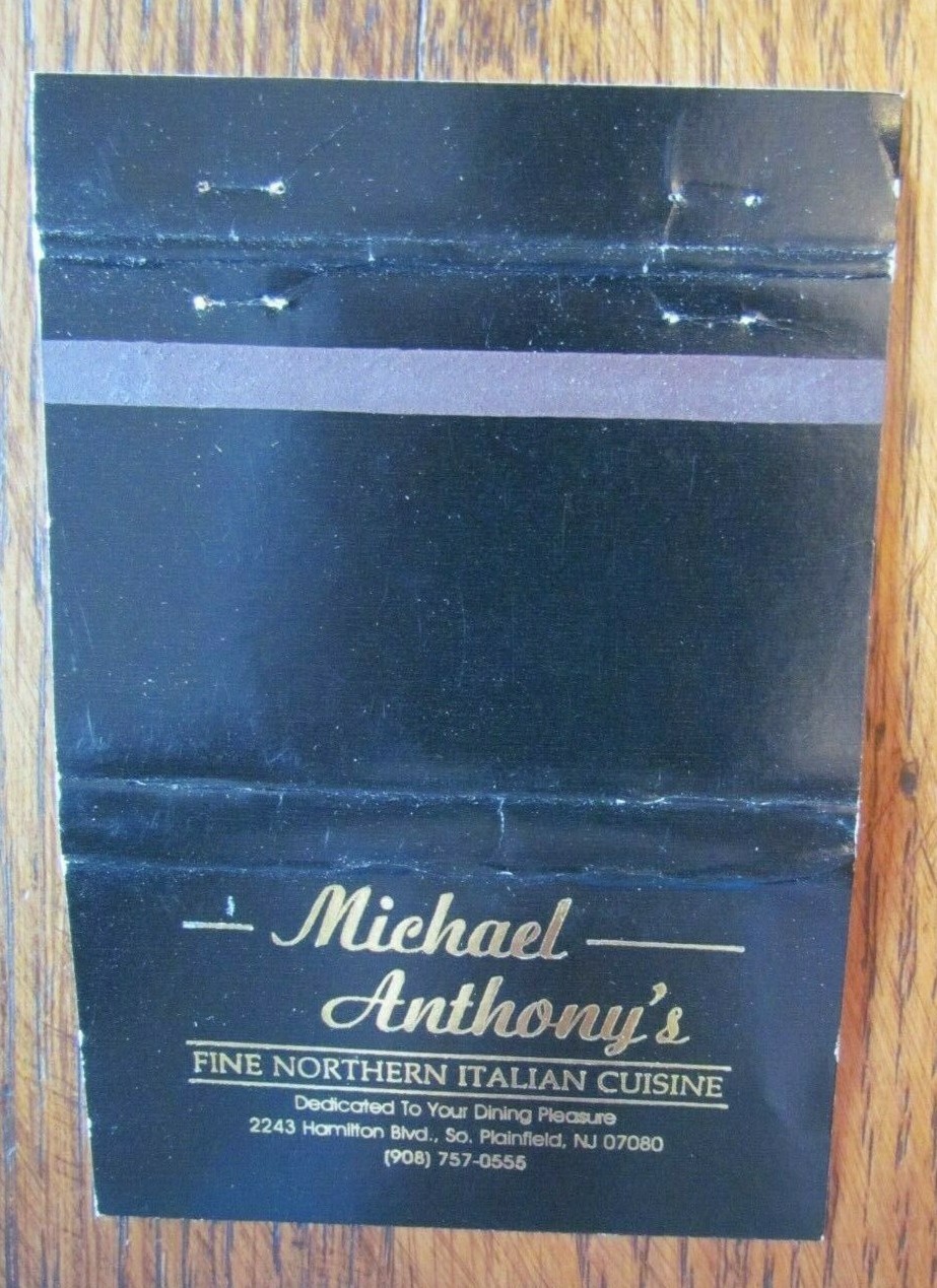 RESTAURANT MATCHBOOK COVER: MICHAEL ANTHONY'S (SOUTH PLAINFIELD, NEW ...